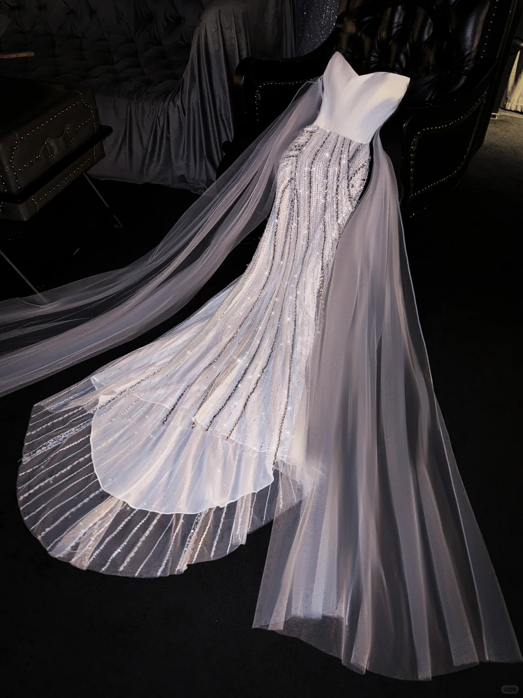 White Mermaid Sweetheart Neck Sequin Satin Tulle Party Dress Evening D ...