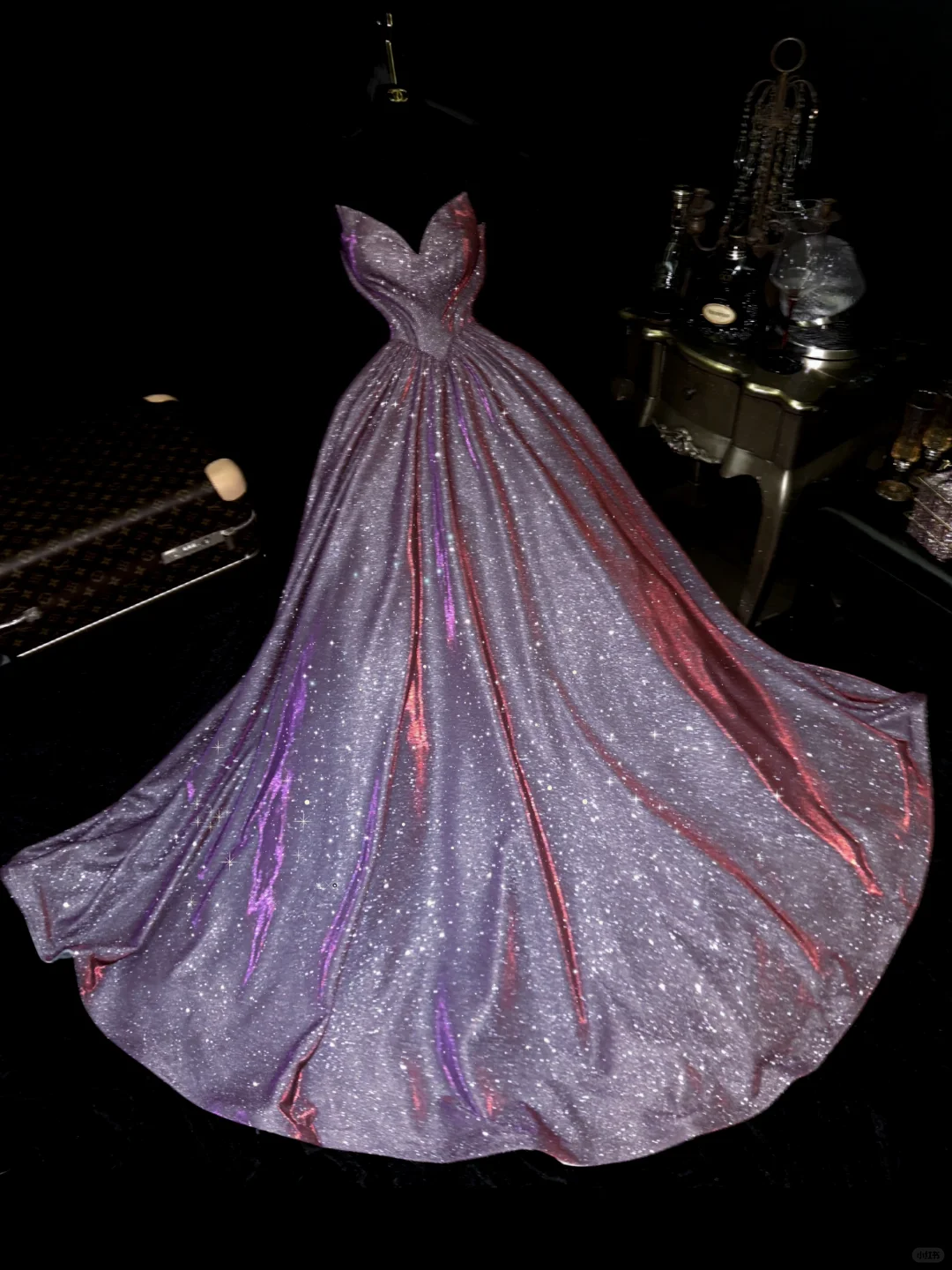 Shiny A Line Sweetheart Neck Purple Sequin Long Sweep Party Dress Even ...